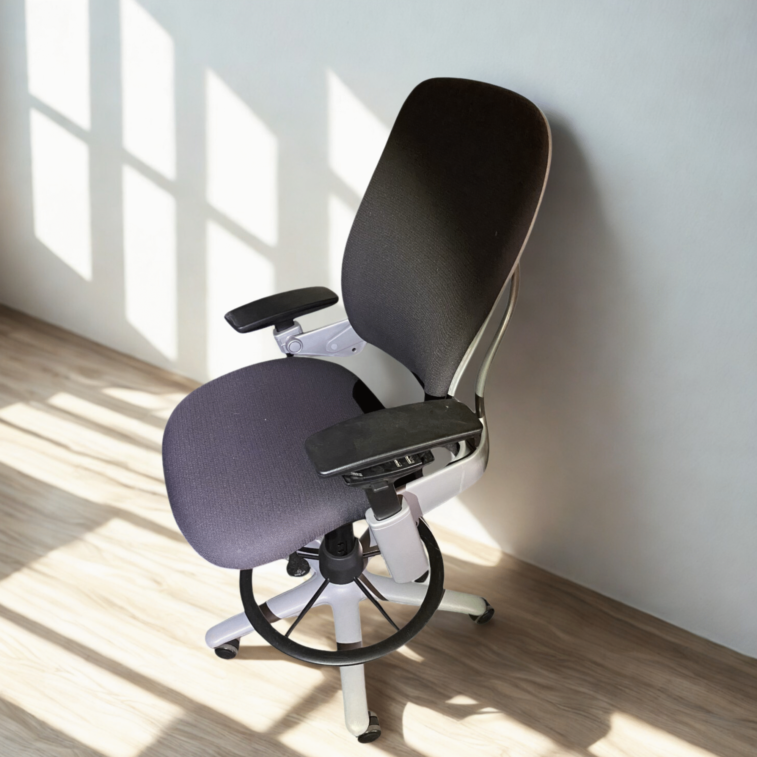 Steelcase Leap Task Stool, Grey Frame and Black Fabric - 1Stop Office ...
