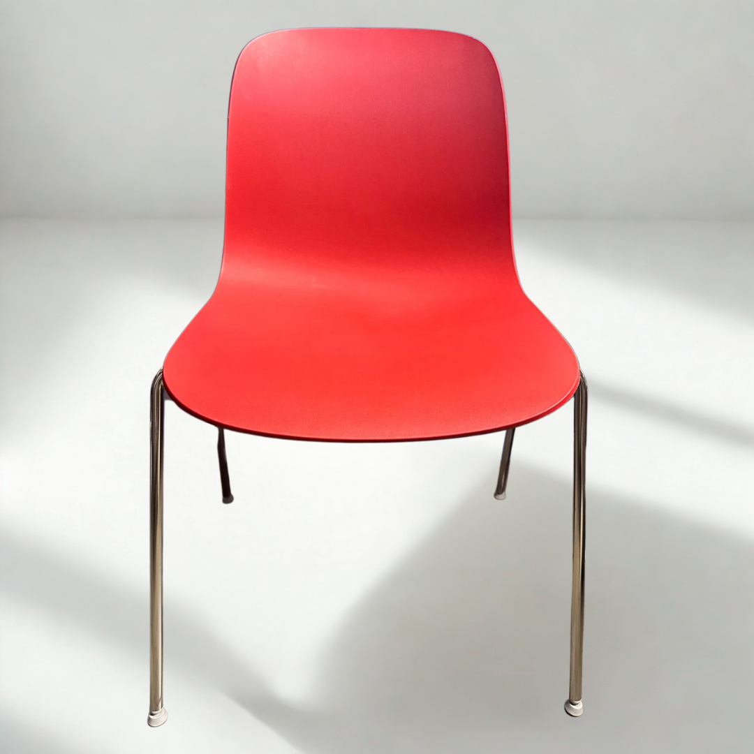 Red Plastic Chair With Polished Base - 1Stop Office Furniture